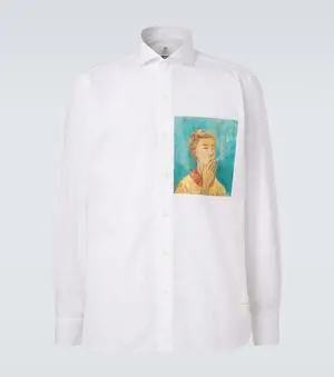 Junya Watanabe X Luigi Borrelli Printed Cotton Shirt - White