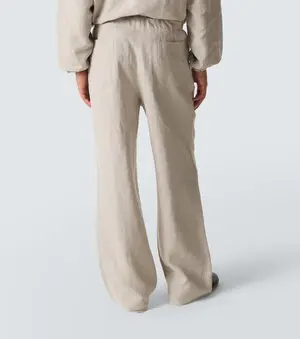 STOFFA Undyed Taupe Linen Straight Leg Pants