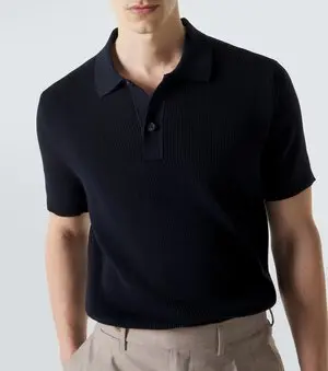 Sunspel Ribbed-knit Cotton Polo Shirt - Blue