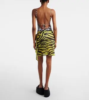 Attico Animal-print Cotton Muslin Beach Cover-up - Yellow