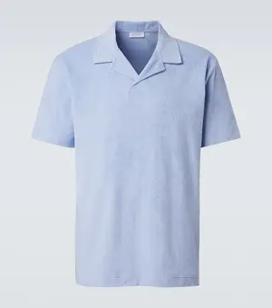 Sunspel Cotton Terry Polo Shirt - Blue