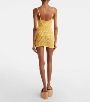 Attico Crochet Cotton-blend Minidress - Yellow