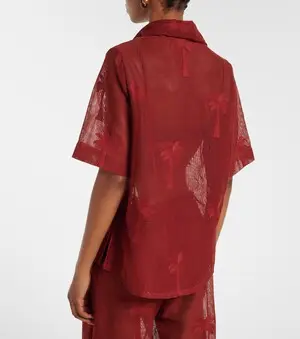 Johanna Ortiz Embroidered Cotton-blend Mesh Shirt - Red