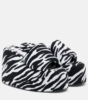 Attico Zebra-print Platform Slides - Black