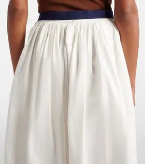 Prada Belted Cotton And Linen Midi Skirt