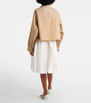Prada Belted Cotton And Linen Midi Skirt