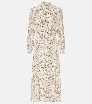 Valentino Garavani Polka-dot Silk Crêpe De Chine Midi Dress - White