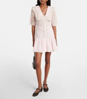 Rixo Dove Embroidered Cotton Voile Minidress - Pink