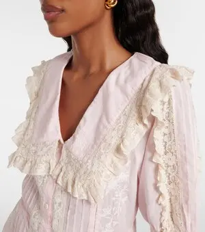 Rixo Dove Embroidered Cotton Voile Minidress - Pink