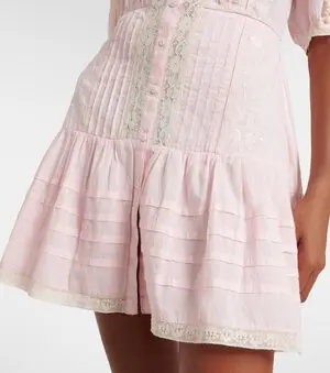 Rixo Dove Embroidered Cotton Voile Minidress - Pink