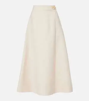 Valentino Garavani Vgold Crepe Couture Midi Skirt - White