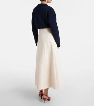 Valentino Garavani Vgold Crepe Couture Midi Skirt - White
