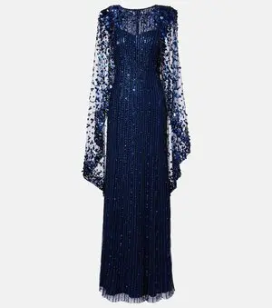 Jenny Packham Embellished Gown - Blue