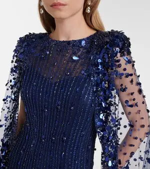 Jenny Packham Embellished Gown - Blue