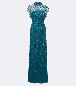 Jenny Packham Embellished Gown - Blue