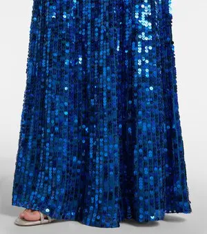 Jenny Packham Embellished Fringed Gown - Blue