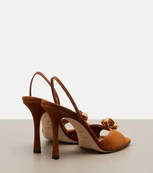 JIMMY CHOO Embellished Suede Slingback Sandals