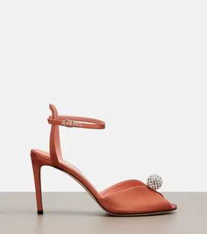 JIMMY CHOO Embellished Satin Sandals - Pink