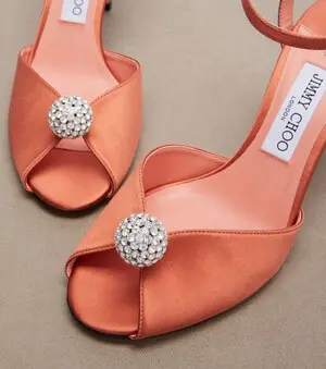 JIMMY CHOO Embellished Satin Sandals - Pink