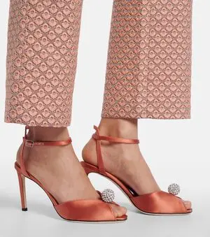 JIMMY CHOO Sacora Embellished Satin Sandals - Pink