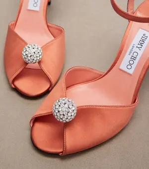 JIMMY CHOO Sacora Embellished Satin Sandals - Pink