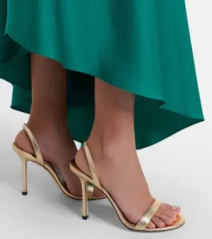 JIMMY CHOO Jenn Metallic Leather Slingback Sandals - Gold