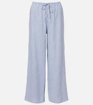 MONTCE Striped Cotton Wide-leg Pants - Blue
