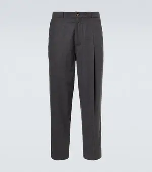 Brunello Cucinelli Wool, Cotton, And Silk Tapered Pants - Grey