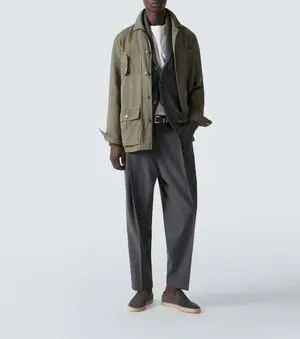 Brunello Cucinelli Wool, Cotton, And Silk Tapered Pants - Grey
