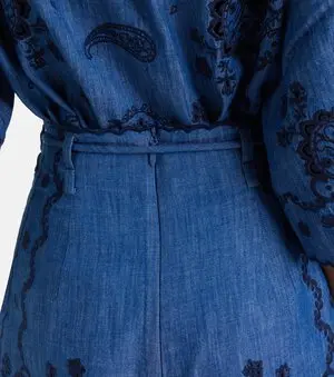 Zimmermann Aster Embroidered Denim Shorts - Blue
