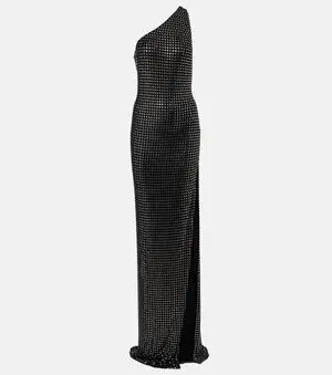 Gucci Embellished One-shoulder Jersey Gown - Black