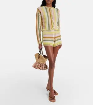 Zimmermann Indra Crochet Striped Cotton Shorts - Multicoloured
