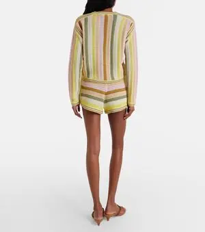 Zimmermann Indra Crochet Striped Cotton Shorts - Multicoloured