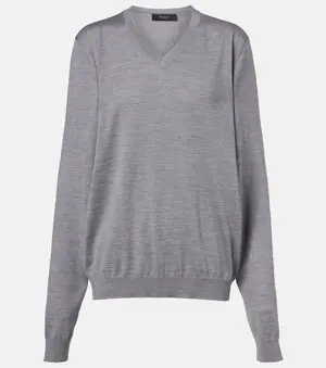 Gucci Oversized Wool V-neck Sweater - Grey