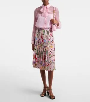 Gucci Flora Pleated Silk Midi Skirt - Multicoloured