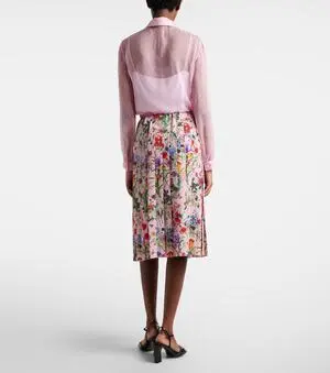 Gucci Flora Pleated Silk Midi Skirt - Multicoloured