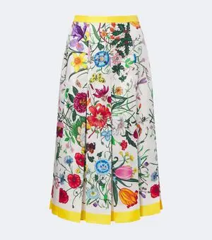 Gucci Flora Print Silk Midi Skirt - Multicoloured
