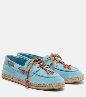 AQUAZZURA Seafarer Beaded Suede Espadrilles - Blue