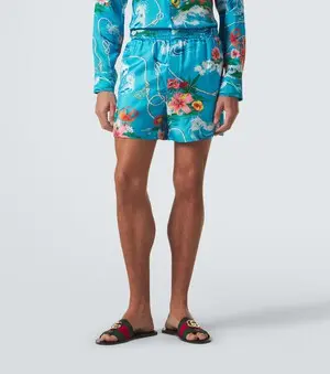 Gucci Printed Silk Twill Shorts