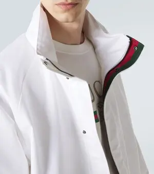 Gucci Cotton Canvas Blouson Jacket With Concealed Hood
