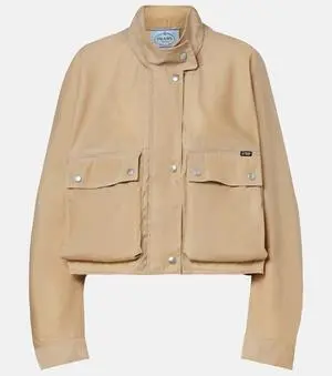 Prada Re-nylon Cropped Jacket - Beige