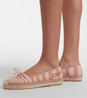 Chloé Isla Striped Canvas Espadrilles - Pink