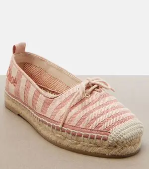 Chloé Isla Striped Canvas Espadrilles - Pink