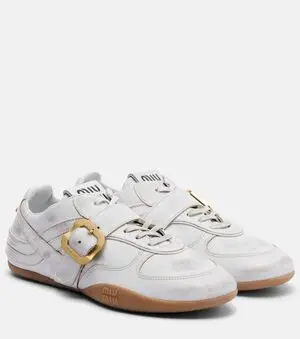 Miu Miu Bianco Leather Gymnasium Sneakers - White
