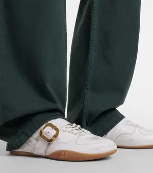 Miu Miu Bianco Leather Gymnasium Sneakers - White