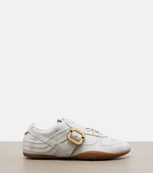 Miu Miu Bianco Leather Gymnasium Sneakers - White