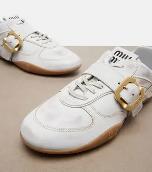 Miu Miu Bianco Leather Gymnasium Sneakers - White