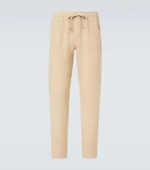 Fedeli Linen Drawstring Trousers - Beige