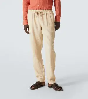 Fedeli Linen Drawstring Trousers - Beige
