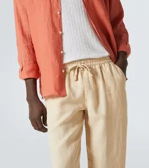 Fedeli Linen Drawstring Trousers - Beige